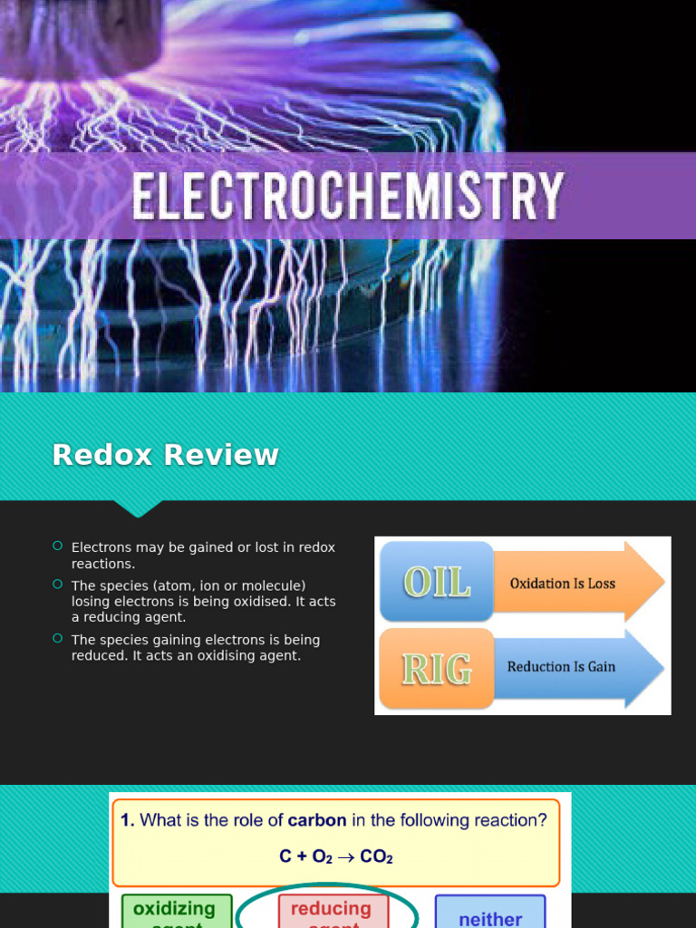 Understanding Redox Reactions and Electrolysis | PDF | Redox ...