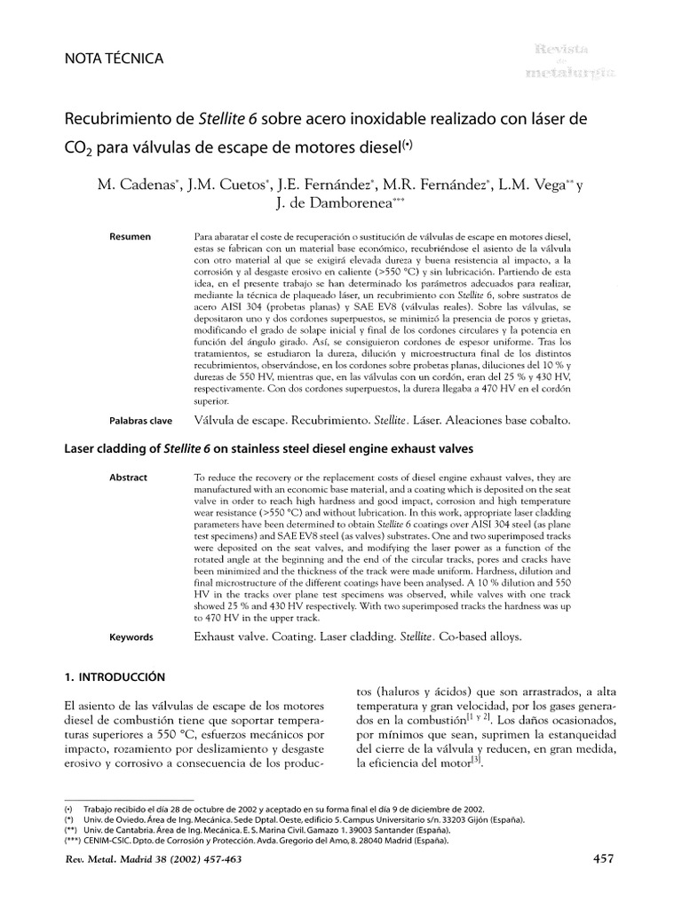 Recubrimiento de Stellite | PDF