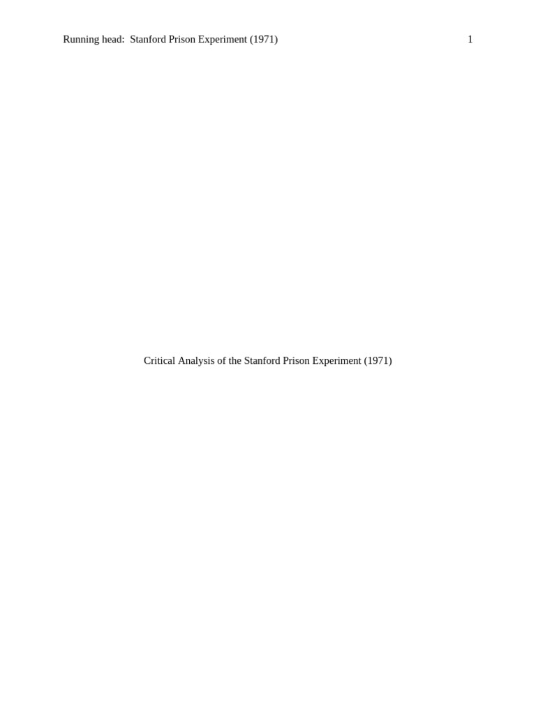 Critical Analysis of the Stanford Prison Experiment (1971) | PDF ...