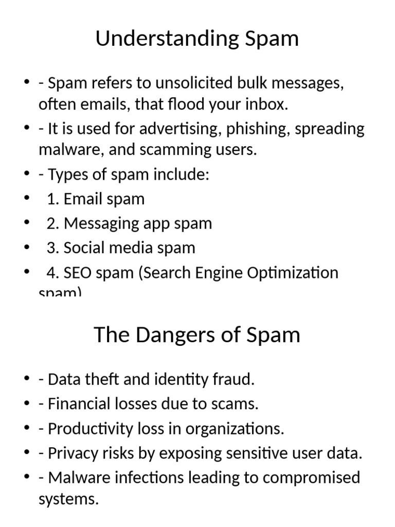Understanding Spam: Risks and Solutions | PDF
