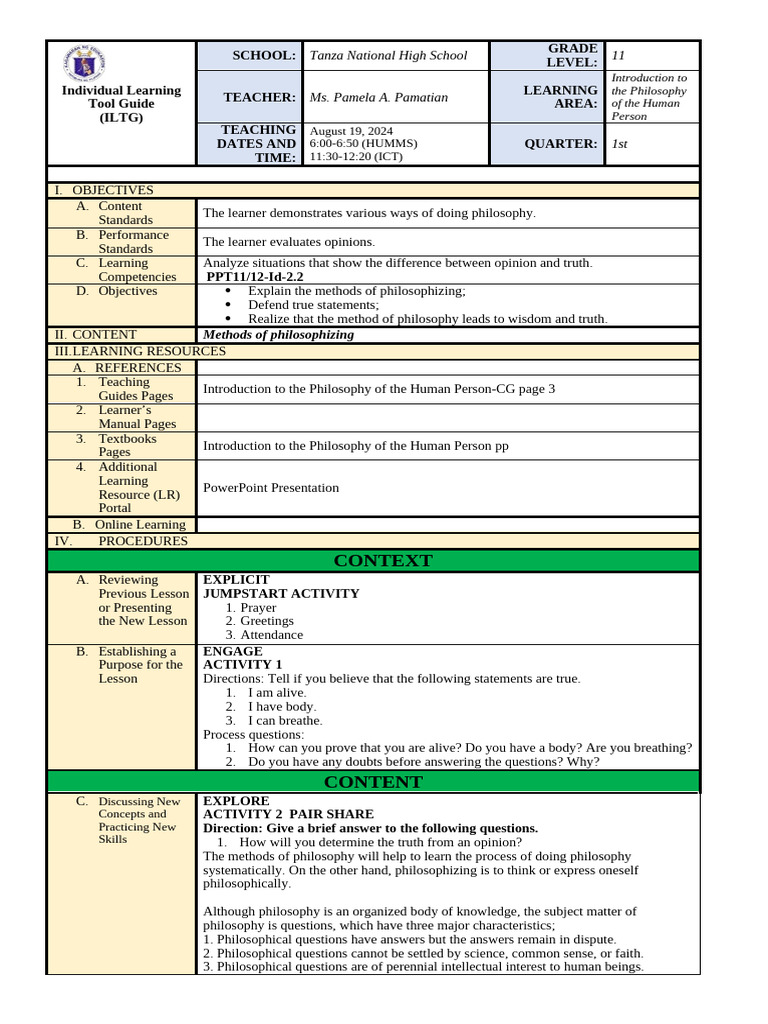 AUG 19 DLP-PHILO - Realize That The Method of Philosophy Leads To ...