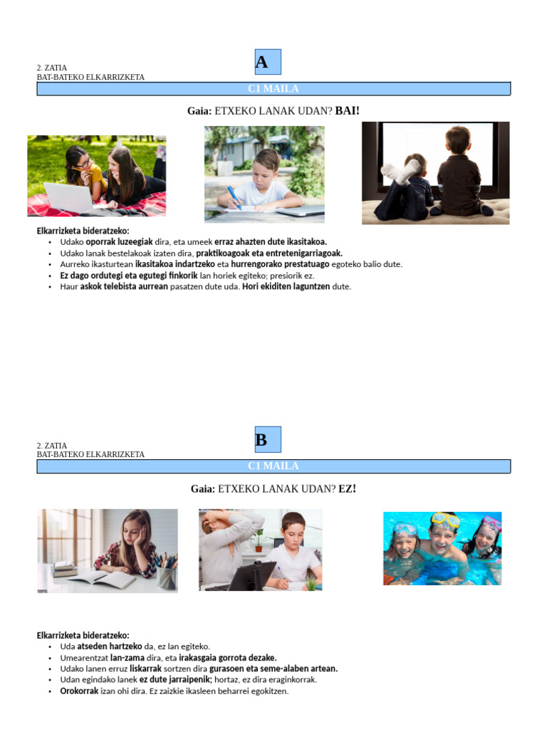 Etxeko Lanak Udan - Bat-Bateko Elkarrizketa | PDF