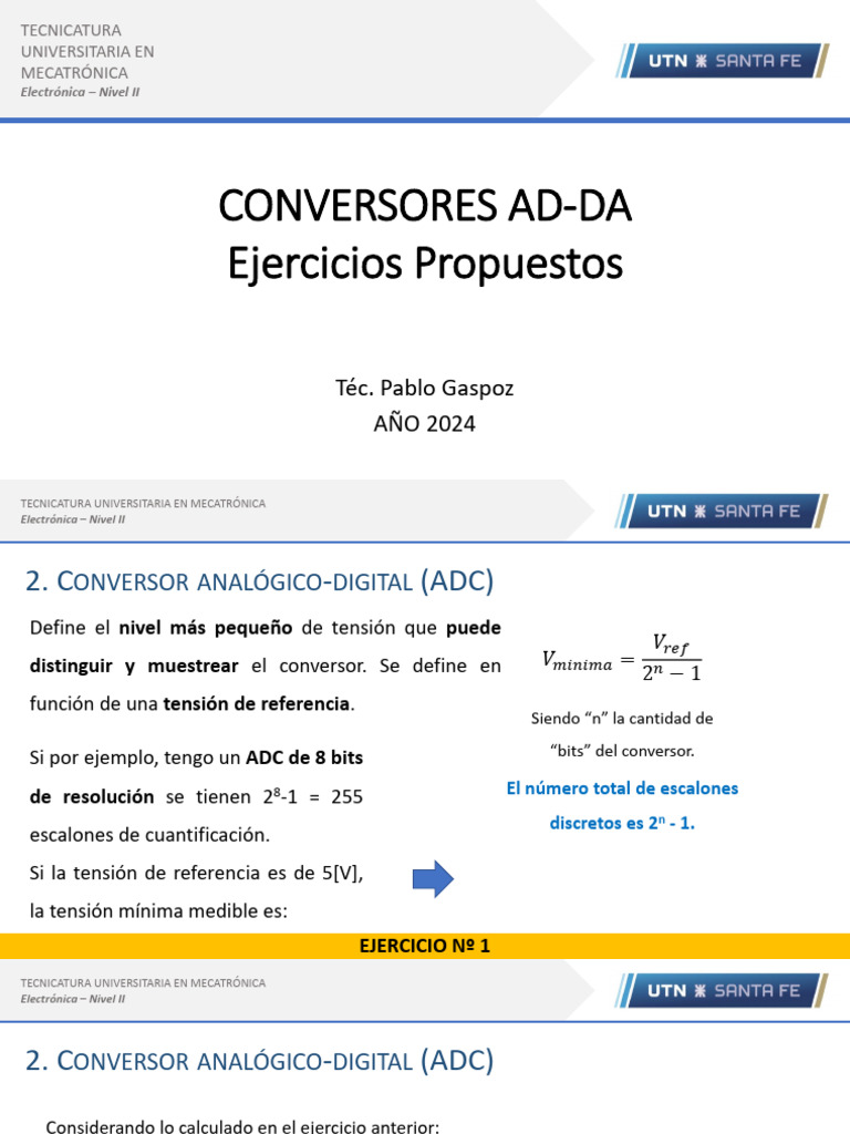 Ejercicios sobre Conversores ADC en Mecatrónica | PDF | Conversor ...