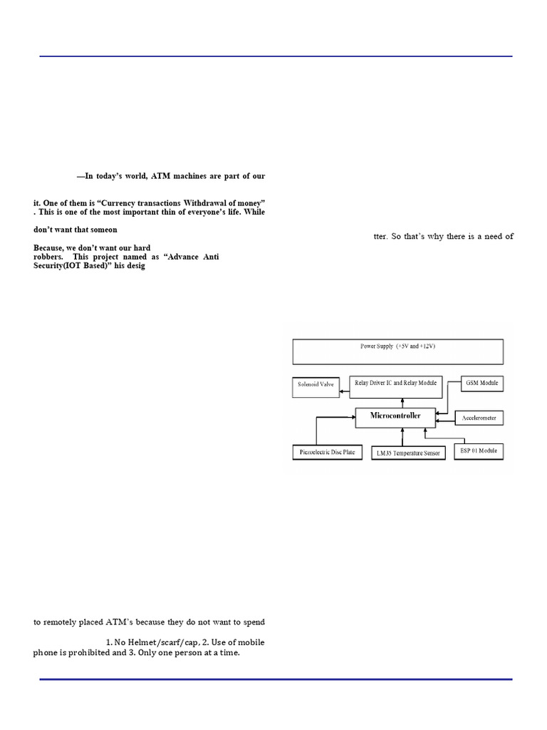 Advance Anti Theft Atm Securityiot Based Ijertv12is050279 Pdf Automated Teller Machine