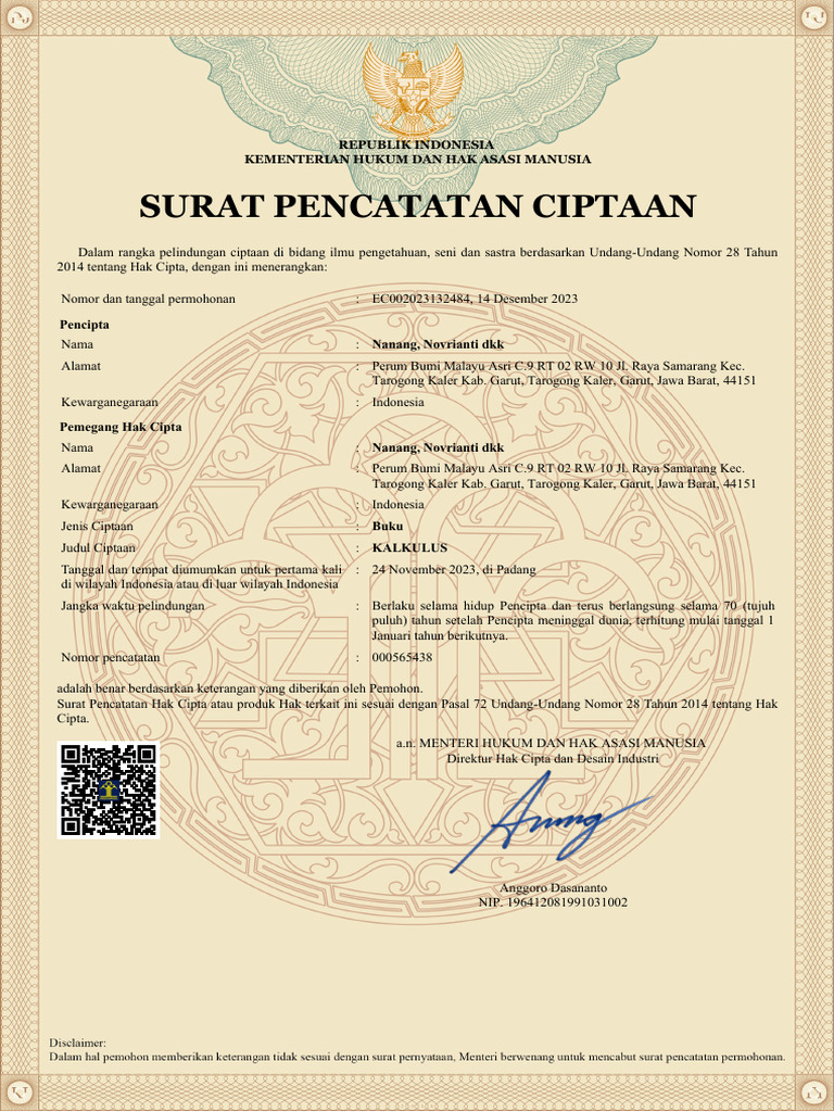 20231 Buku & Sertifikat Hki Kalkulus 1 | PDF