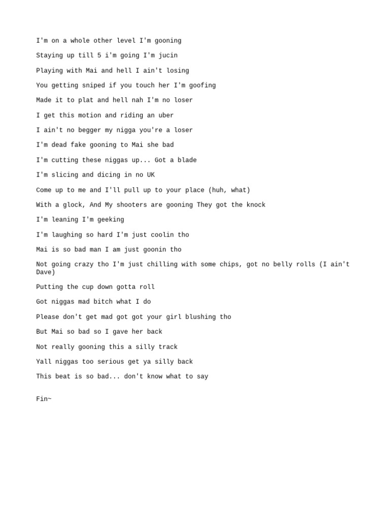 I'm On A Whole Other Level I'm Goon | PDF