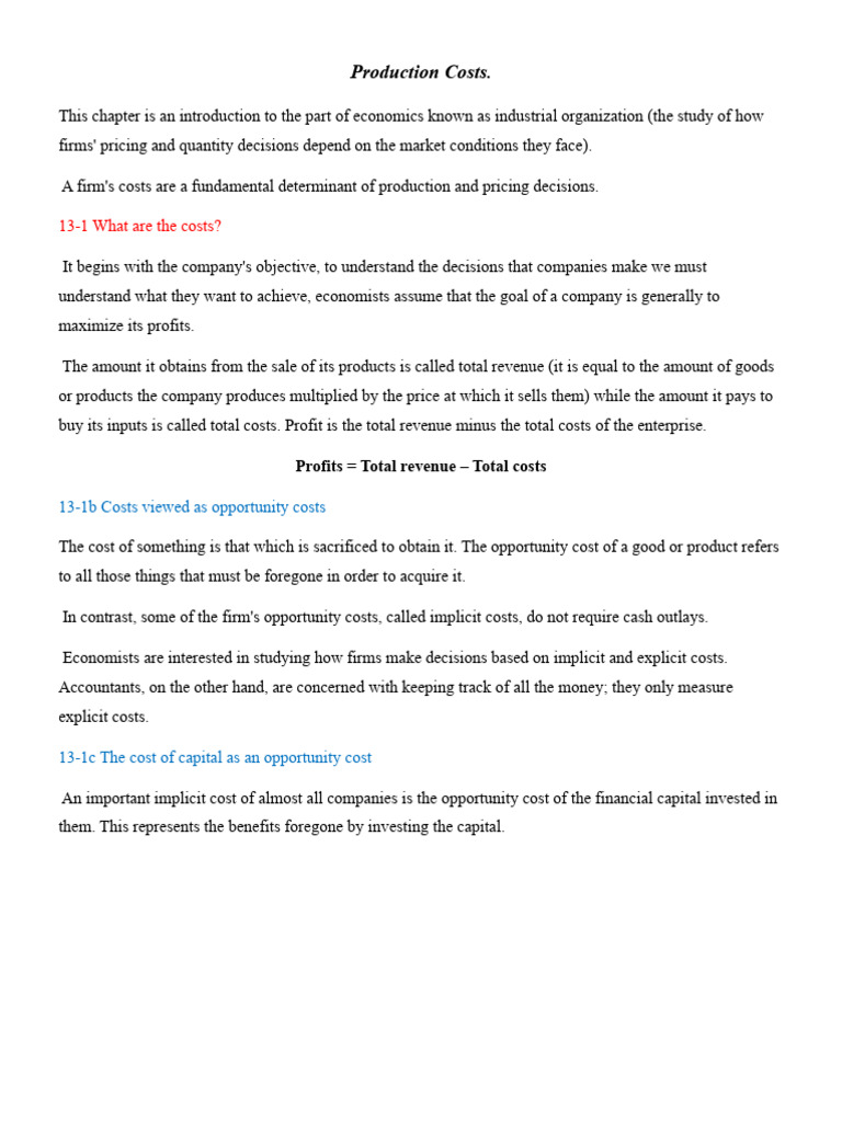 Microeconomics - Cost of Production | PDF | Marginal Cost | Average Cost
