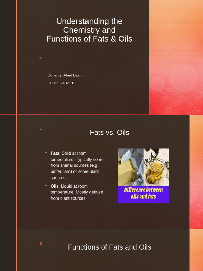 Understanding The Chemistry and Functions of Fats | PDF | Fat | Cooking Oil