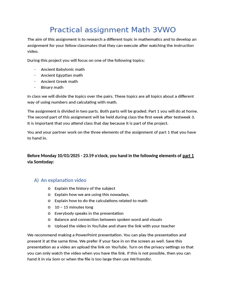 Practical Assignment Maths 3VWO | PDF | Mathematics | Worksheet
