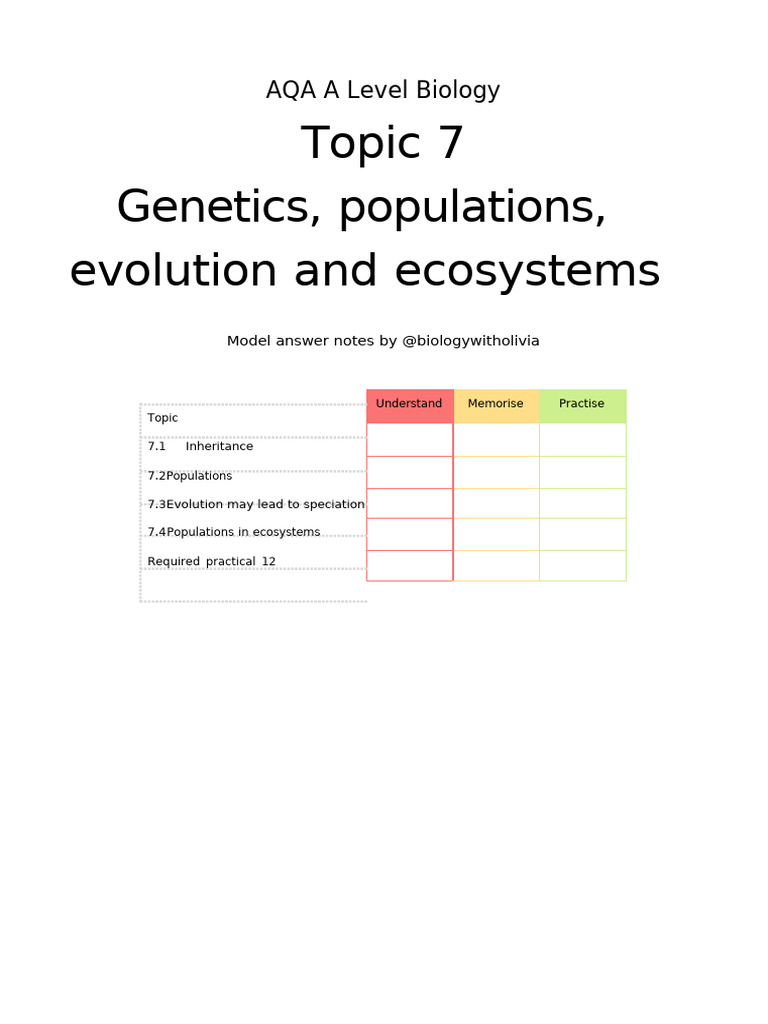 AQA A Level Biology: Genetics & Evolution | PDF | Dominance (Genetics ...