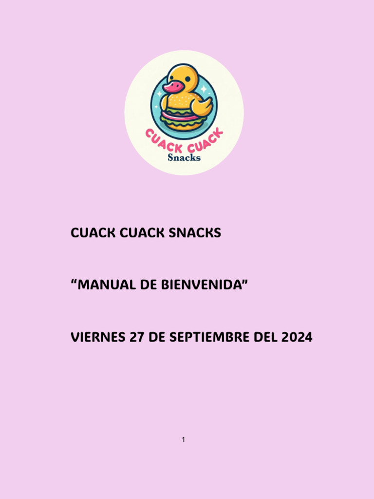 Manual de Bienvenida Cuack Cuack Snacks | PDF | Business | Derecho laboral