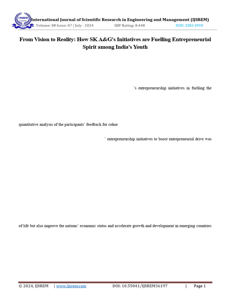 IJSREM Vision To Reality | PDF | Entrepreneurship | Startup Company