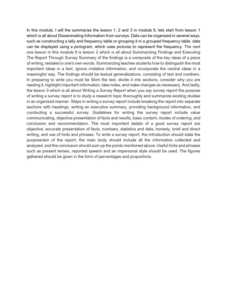 Module 8 Summary of The Lesson 123 | PDF