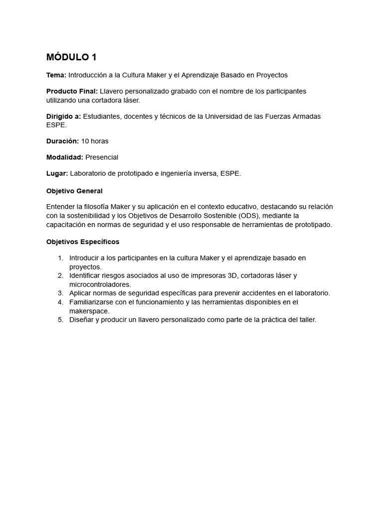 Módulo 1_ Introducción a la Cultura Maker y el Aprendizaje Basado en Proyectos | PDF ...