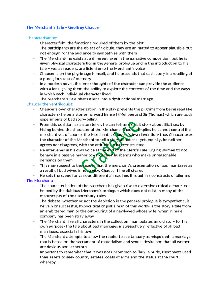 Chaucer's Merchant's Tale Analysis | PDF | Geoffrey Chaucer | The ...
