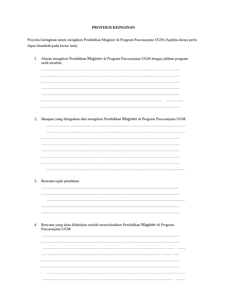 2022 Form Proyeksi Keinginan Magister | PDF
