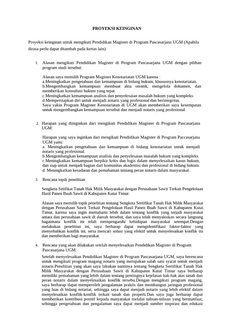 Form Proyeksi - Keinginan - Magister | PDF