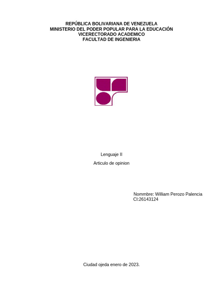 William Perozo Lenguaje II | PDF | Comunicación | Sicología