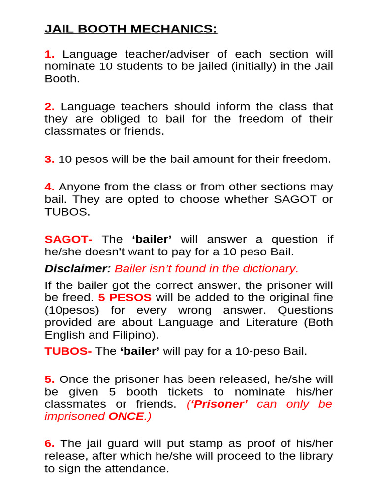 JAILBOOTH Mechanics | PDF