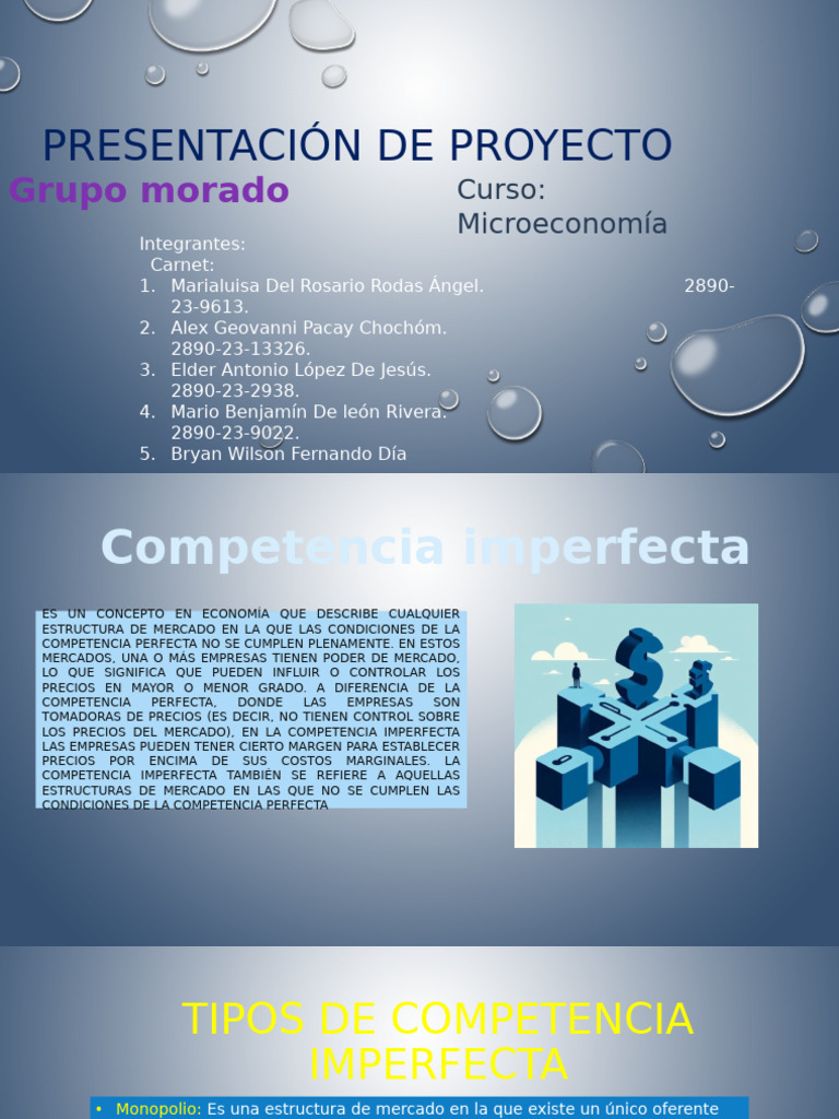 Presentación de Proyecto, Microeconomía, Competencia Imperfecta | PDF | Mercado (economía ...