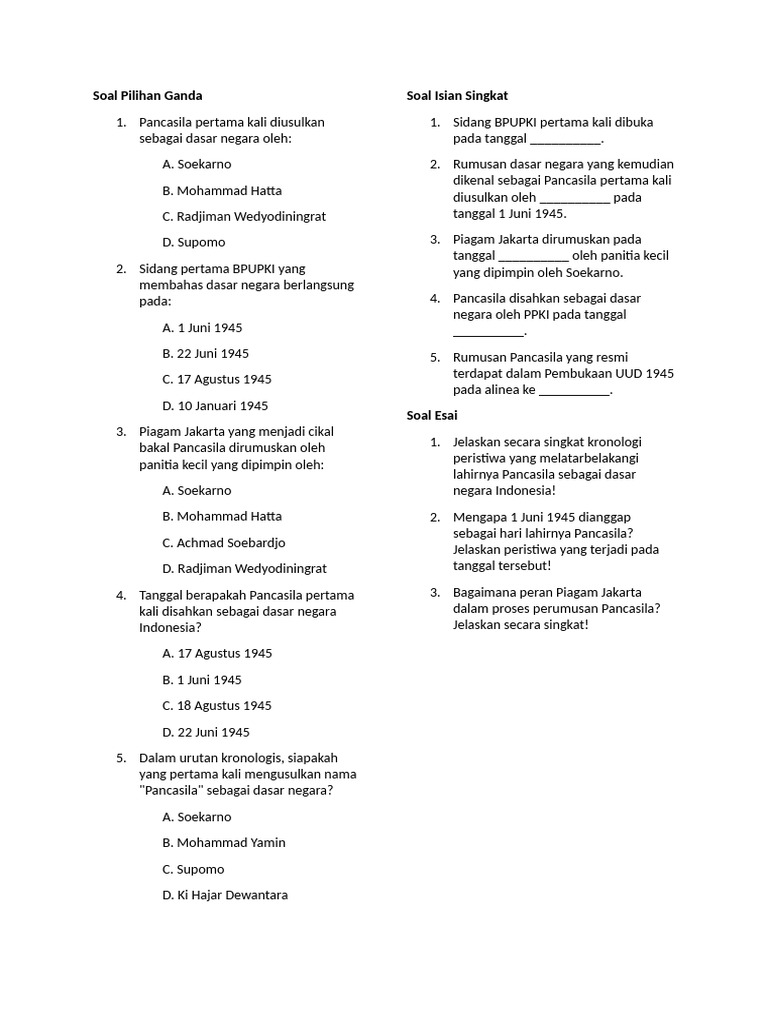 UH Pancasila Kela 5 Kronologi Pancasila | PDF