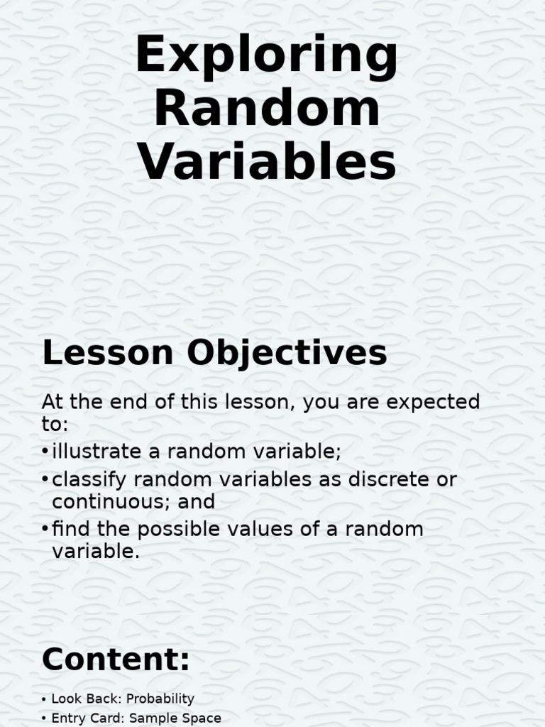 ppt02. Random Variable - Probability Distribution | PDF | Probability ...