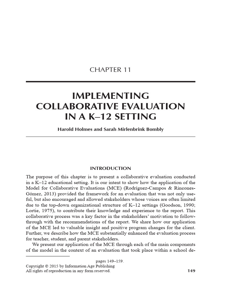 LilianaRodrigue 2015 ImplementingCollabora CollaborativeEvaluati | PDF ...