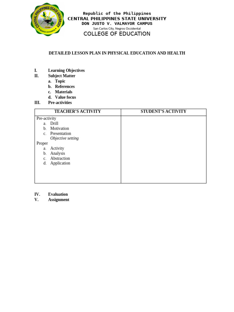 Detailed Lesson Plan: PE & Health | PDF