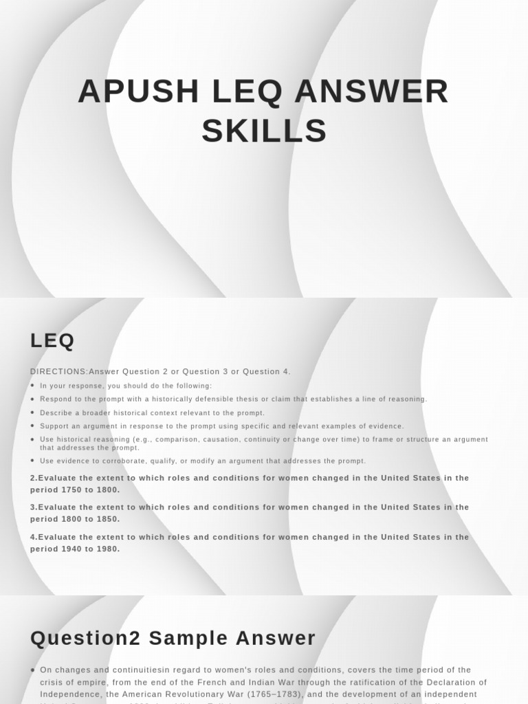 Apush Leq Answer Skills | PDF | Social Inequality | Discrimination ...