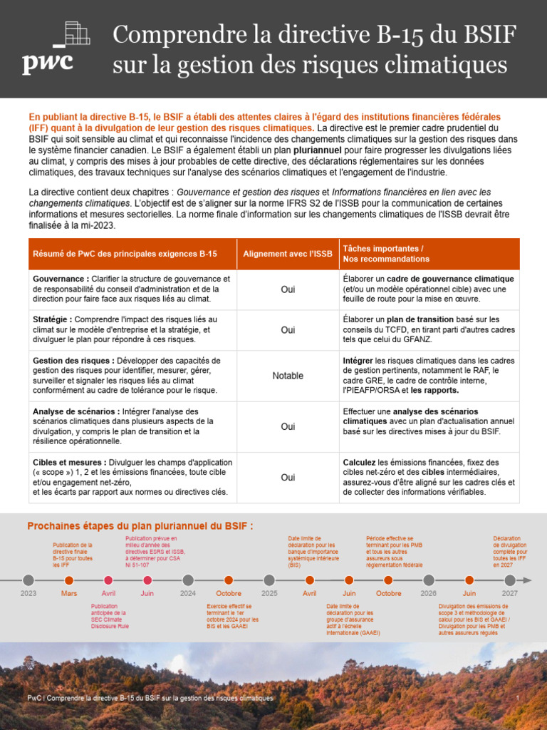 PWC Guide On Osfi B 15 Guideline On Climate Risk Management FR | PDF ...