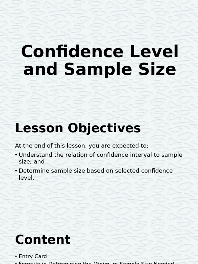 Sample Size and Confidence Level Guide | PDF | Sample Size ...