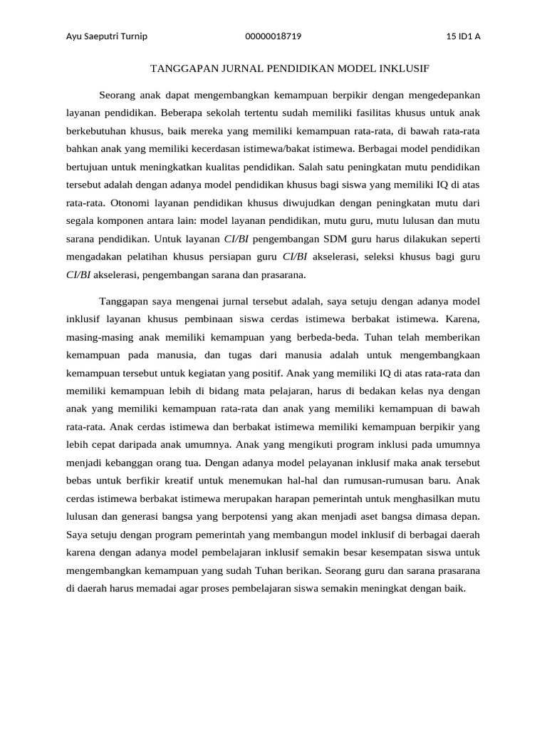 Tanggapan Jurnal Ayu | PDF