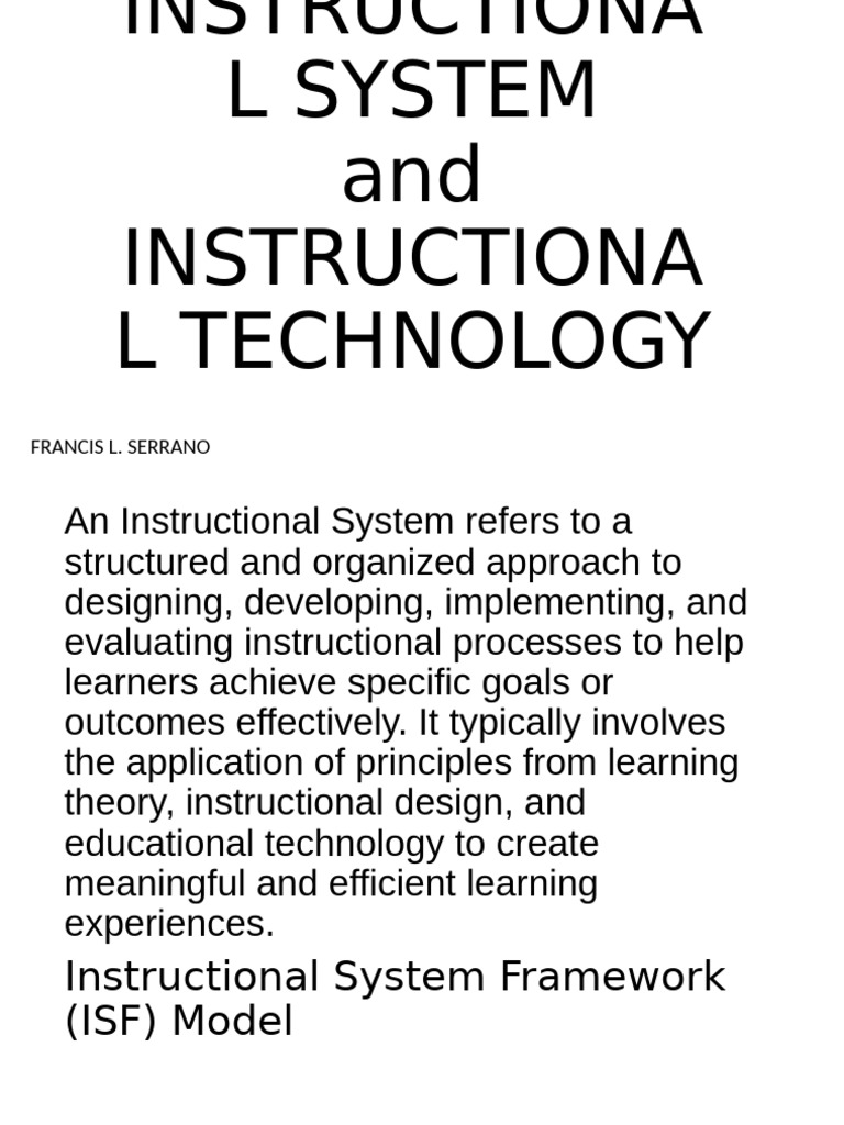 INSTRUCTIONAL SYSTEM and INSTRUCTIONAL TECHNOLOGY | PDF | Educational Technology | Learning