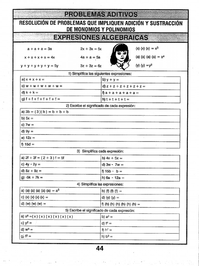 Ejercicios de Expresiones algebraicas (1) | PDF