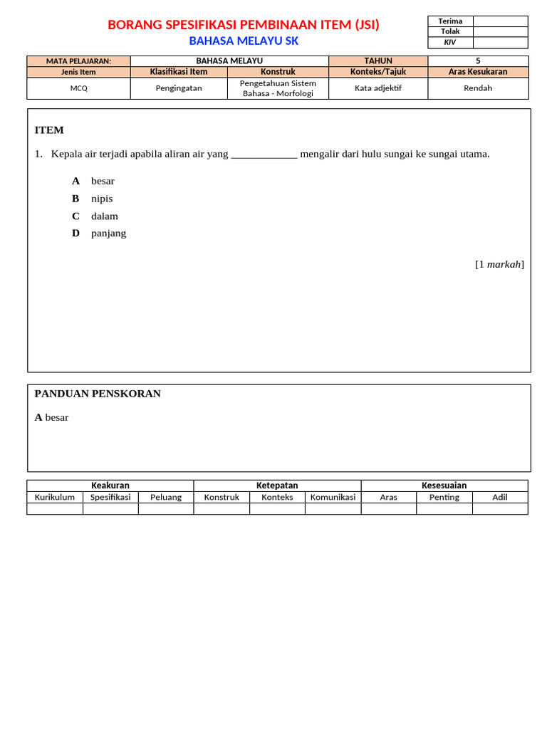 JSI Bahasa Melayu T5 Set 1 (Inculkate - My) | PDF