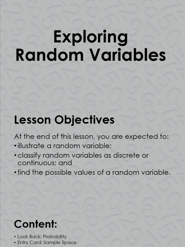 Ppt02. Random Variable _ Probability Distribution | PDF | Probability Distribution | Random Variable