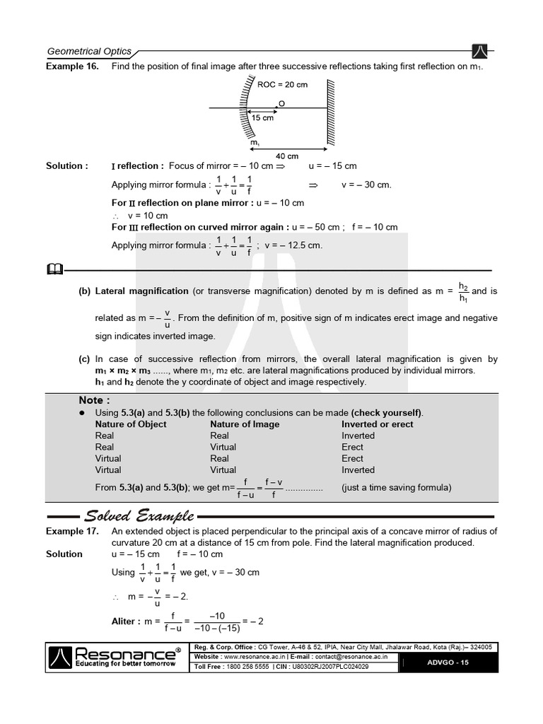 GEOMETRICAL OPTICS Resonance - 15-28 | PDF | Refraction | Refractive Index