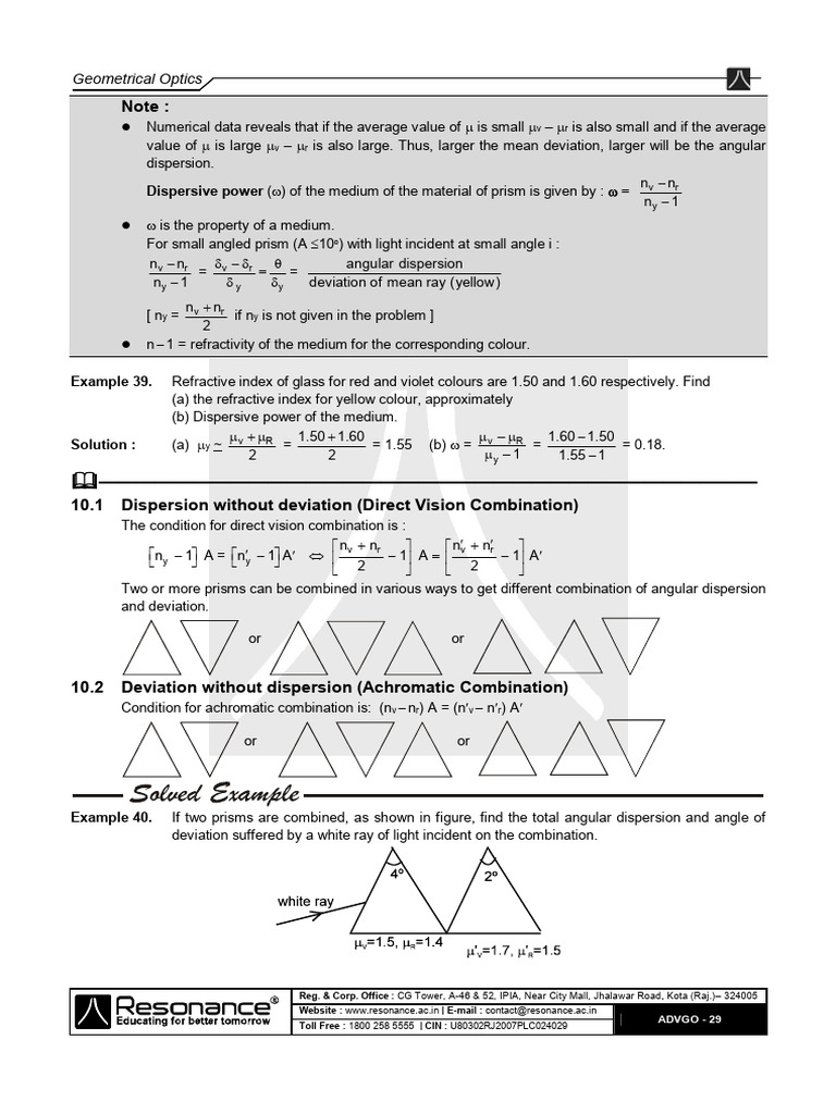 Geometrical Optics Principles and Examples | PDF | Refractive Index ...