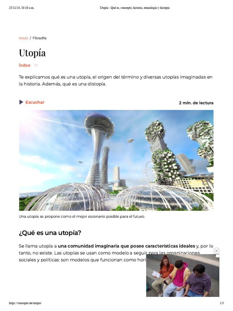 Utopía - Qué Es, Concepto, Historia, Etimología y Distopía | PDF | utopía | Distopía