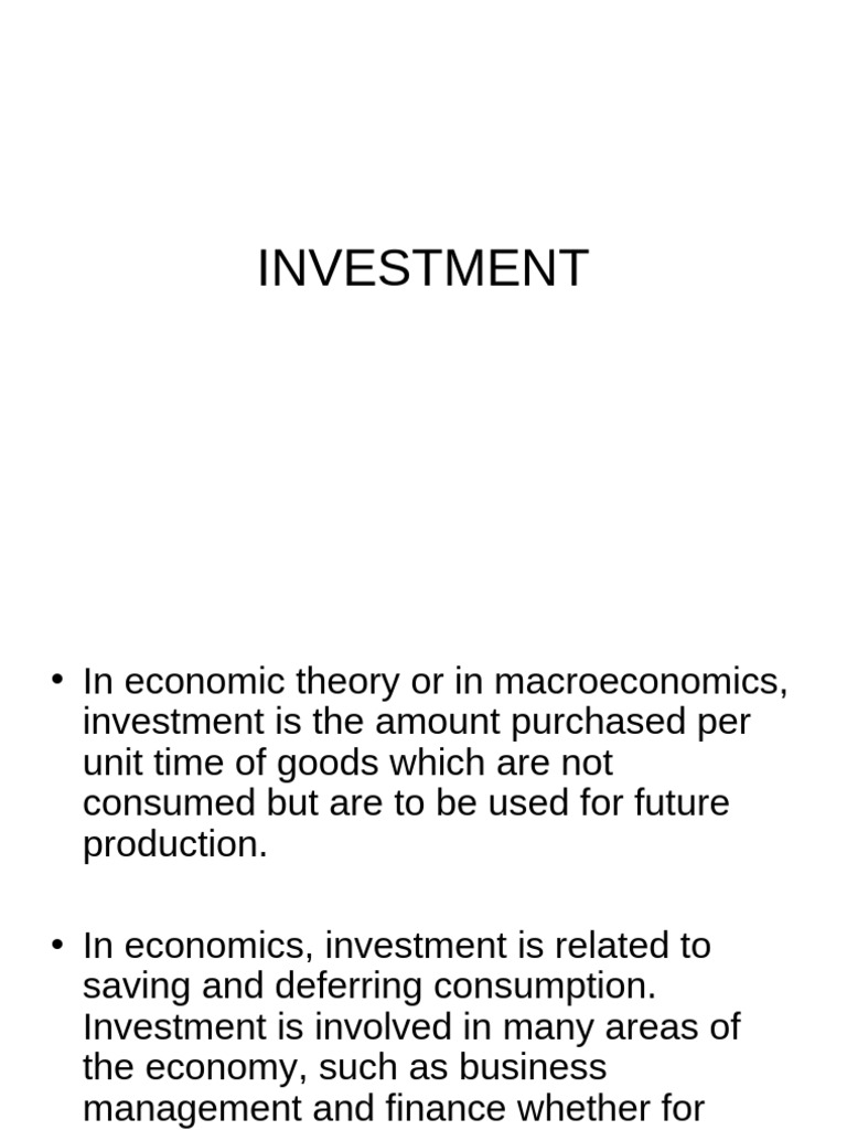Chapter 3 - Investment | PDF | Capital (Economics) | Investing