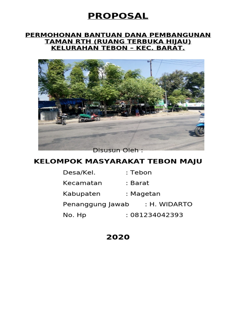 Proposal Pembangunan Taman RTH Tebon | PDF