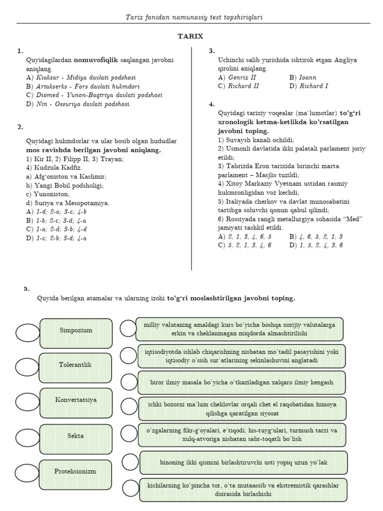 Milliy Sertifikat (Tarix) | PDF