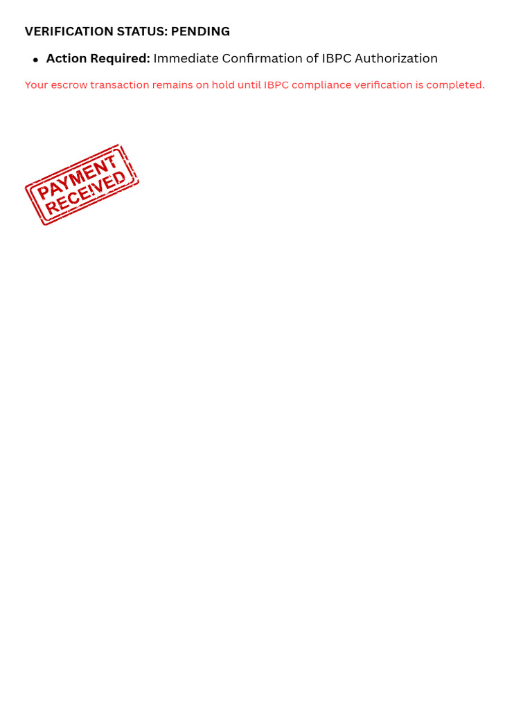 Action Required Immediate Confirmation of IBPC Authorization PDF | PDF