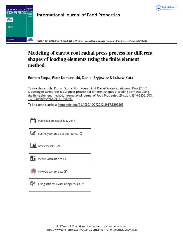 Modeling of Carrot Root Radial Press Process For Different Shapes of ...