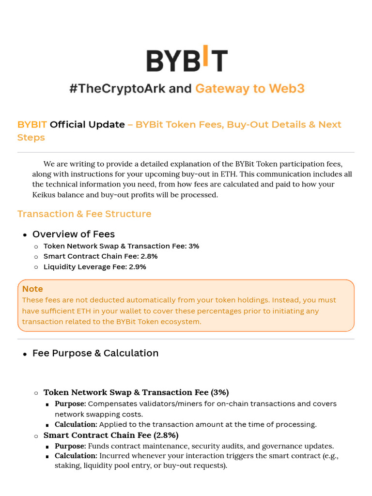 BYBIT Official Update - BYBit Token Fees, Buy-Out Details & Next Steps ...
