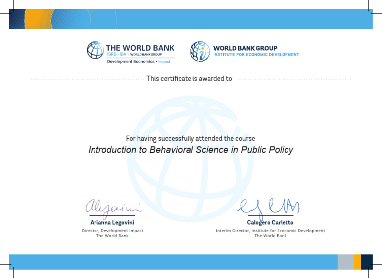 Certificate Introduction To Behavioral Science in Public Policy ...