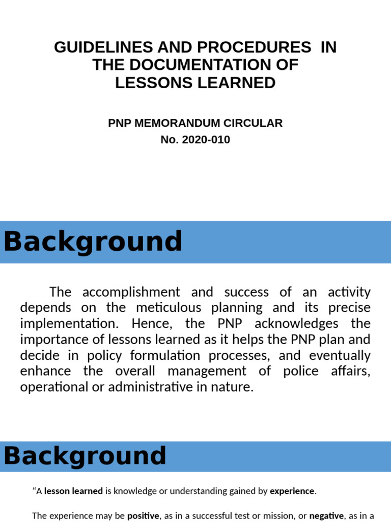 11 26 21 Cascading of Lessons Learned Documentation | PDF | Kidnapping ...