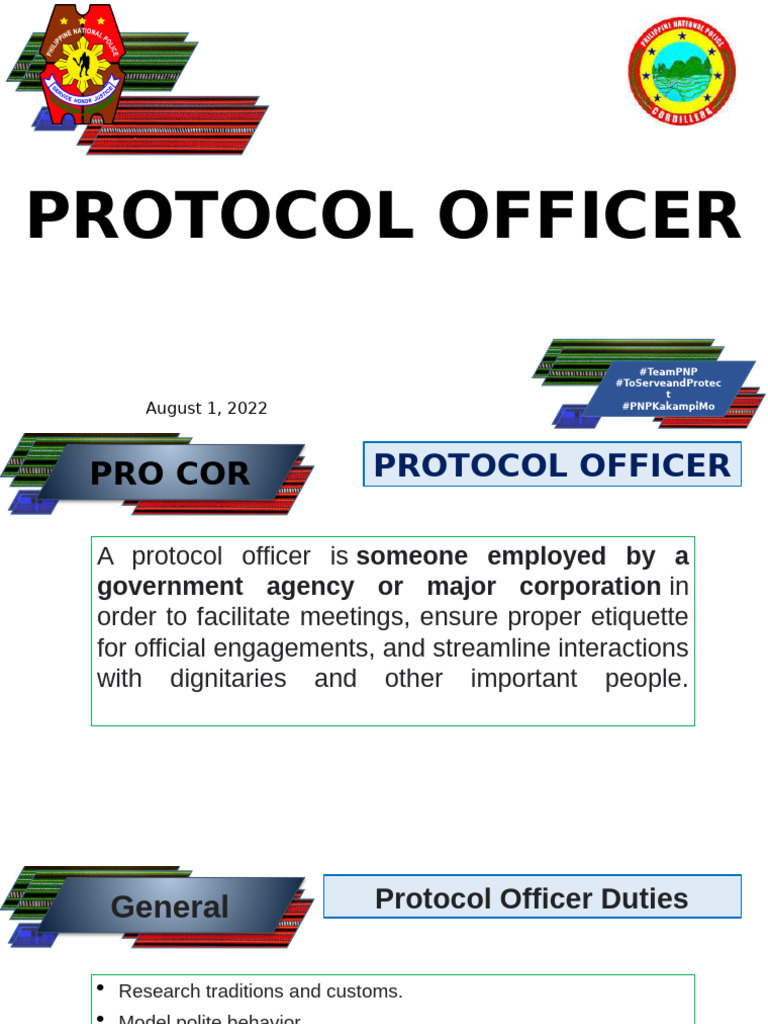 PNP Protocol Officer Refresher Lecture | PDF
