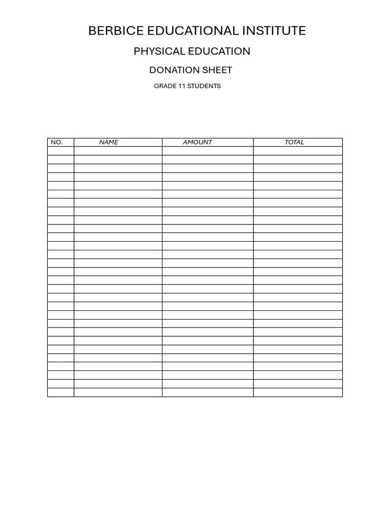 Donation Sheet | PDF