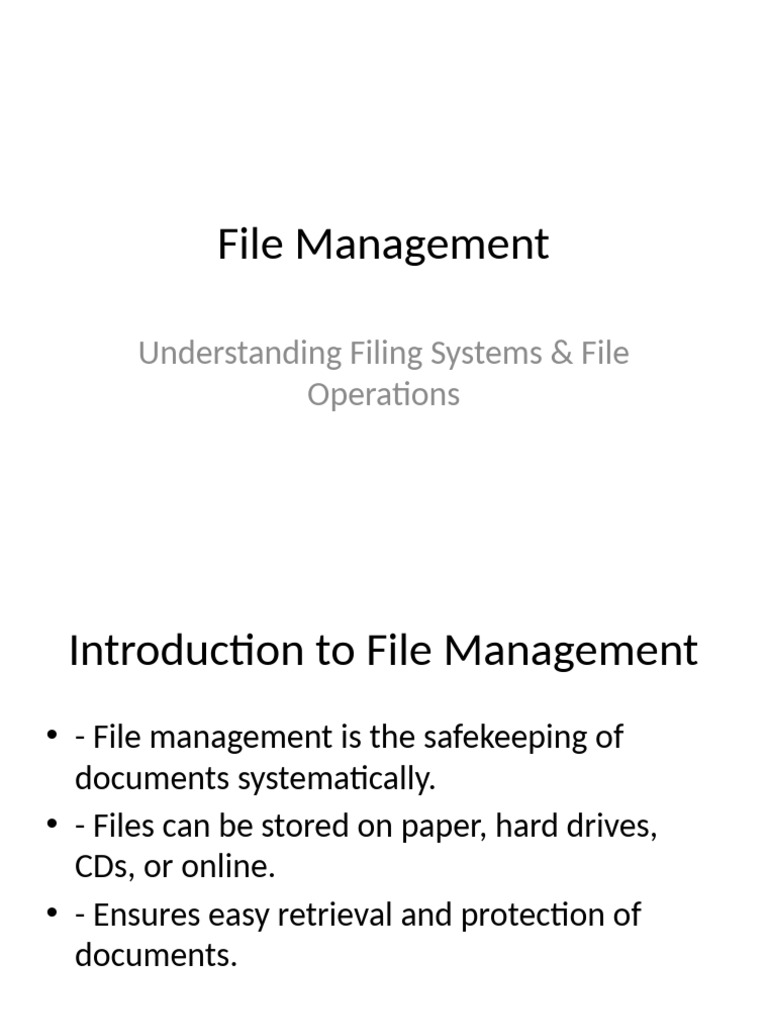 File Management Presentation | PDF | Computer File | Directory (Computing)